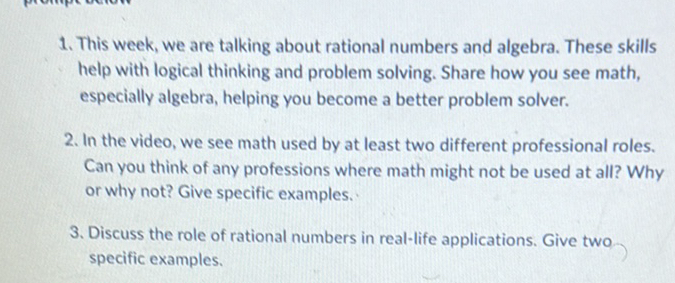 1. This Week, We Talking Rational Numbers Algebra. These Skills Help ...