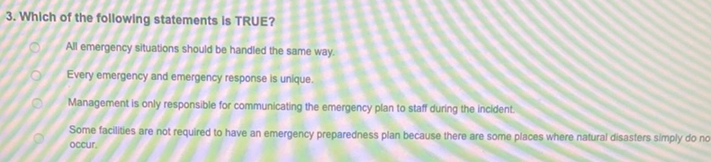 3. Which of the Following Statements Is TRUE? Emergency Situations ...