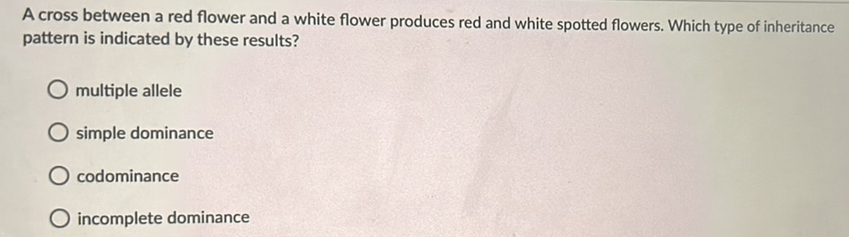 A Cross Between a Red Flower and a White Flower Produces Red and White ...