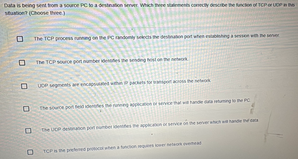Data Is Sent from Source PC to Destination Server.Which Three ...