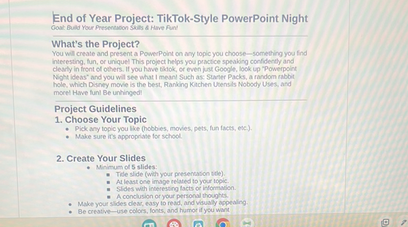 End of Year Project:TikTok-Style PowerPoint Night Goal: Build Your ...