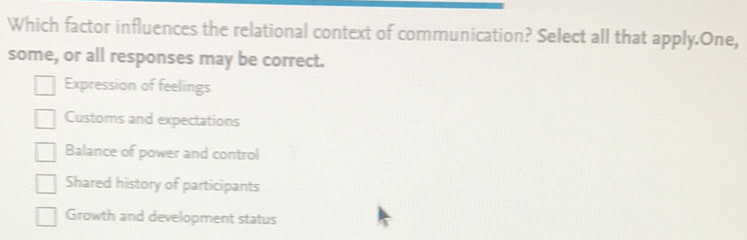 Which Factor Influences the Relational Context of Communication? Select ...