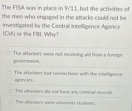 The FISA Was Place 9/11 the Activities of the Men Who Engaged the ...