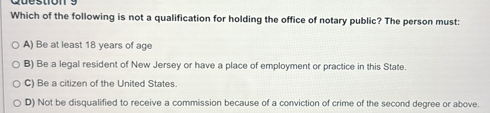 Which of the Following Is Not Qualification for Holding the Office of ...