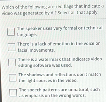Which the Following Red Flags That Indicate Video Was Generated Al ...