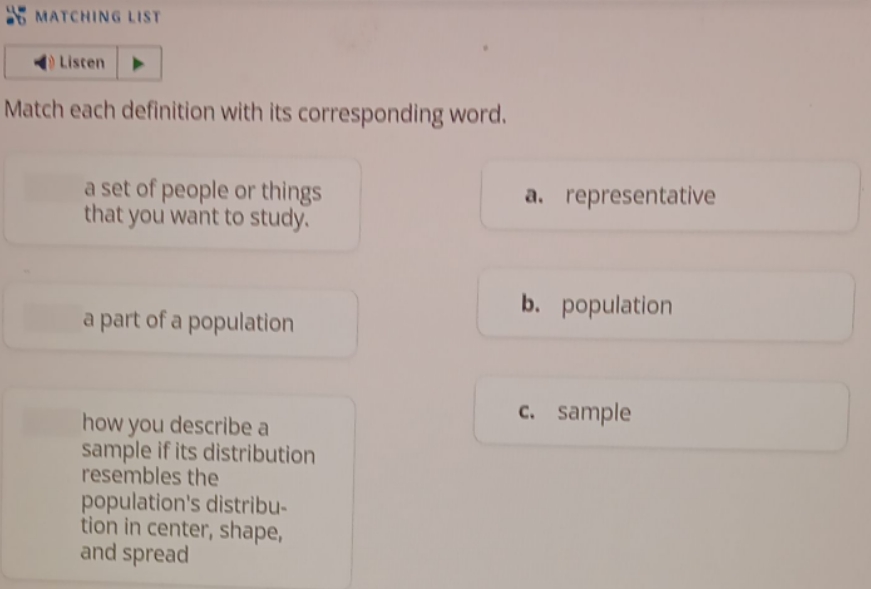 Match Each Definition with Its Corresponding Word. Set of People or Things That You Want to ...