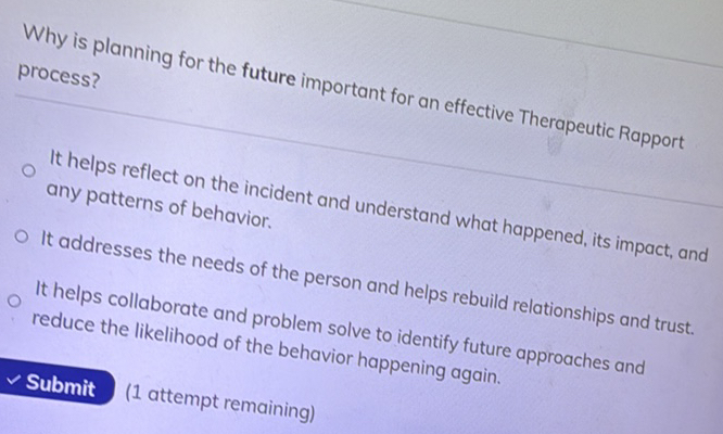 Why Planning the Future Important Effective Therapeutic Rapport Process ...