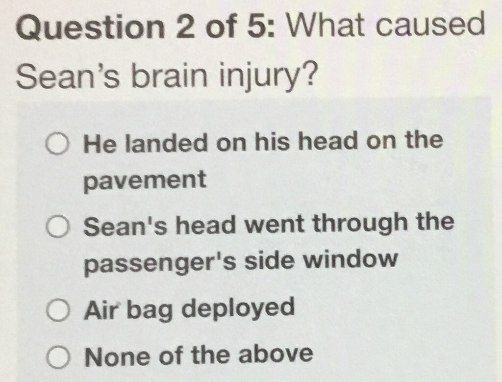 What Caused Sean S Brain Injury