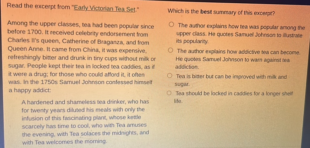 Read the Excerpt "Early Victorian Tea Set." Among the Upper Classes ...