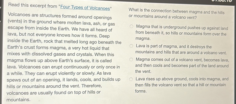 Read This Excerpt "Four Types Volcanoes" Volcanoes Structures Formed ...