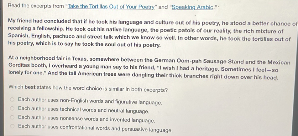 Read the Excerpts from "Take the Tortillas Out of Your Poetry" and ...