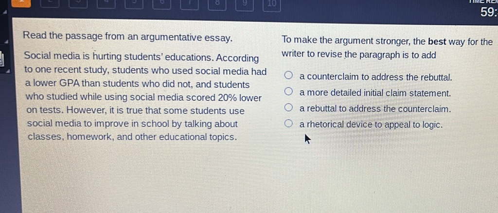 Read the Passage from an Argumentative Essay. Social Media Is Hurting ...