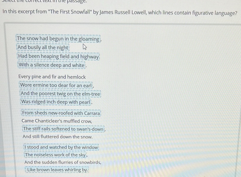 In This Excerpt from "The First Snowfall" James Russell Lowell, Which ...
