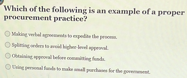 Which of the Foll __ Following Is an Example of a Proper Procurement ...