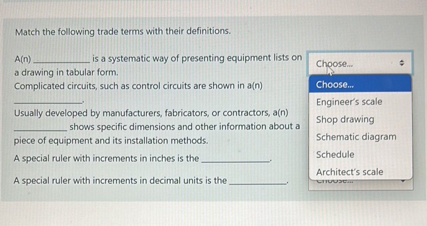 Match the Following Trade Terms with Their Definitions. A(n) __ Is a ...