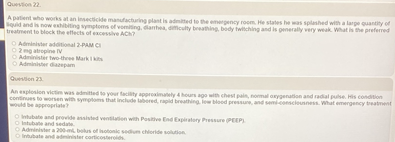 Question 22. A Patient Who Works at an Insecticide Manufacturing ...
