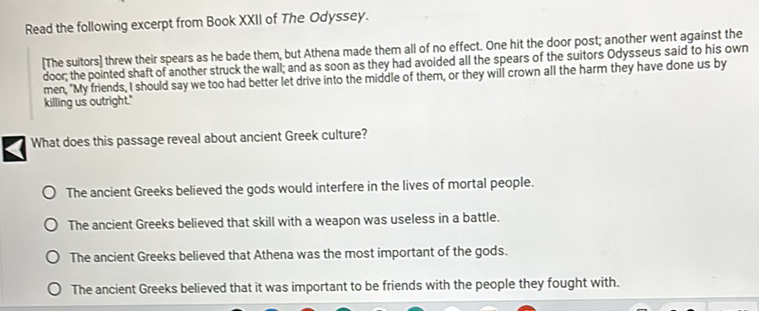 Read the Following Excerpt from Book XXII of The Odyssey. [The Suitors ...