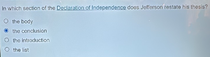 In Which Section of the Declaration of Independence Does Jefferson ...
