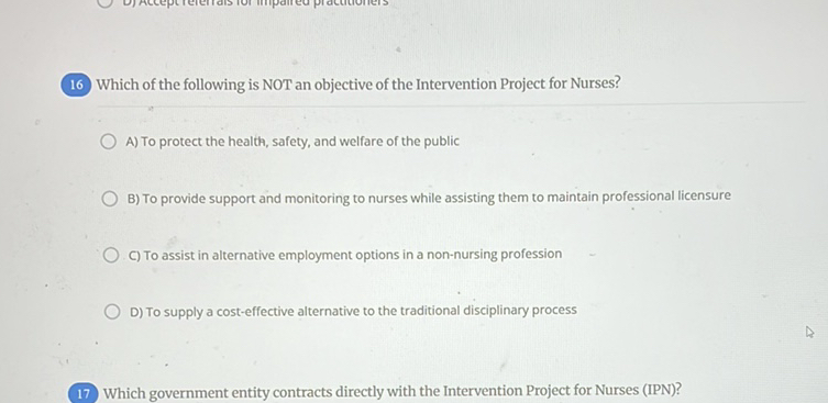 (16) Which Following Objective Intervention Project Nurses? A) Protect ...