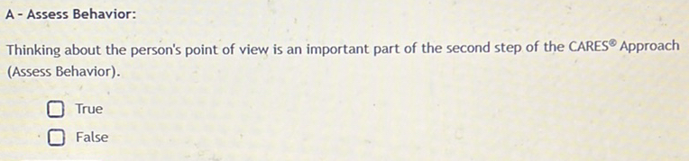 A- Assess Behavior: Thinking the Person's Point of View Is an Important ...