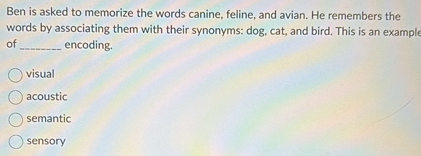 Ben Asked to Memorize Words Canine, Feline, Avian. Remembers Words ...
