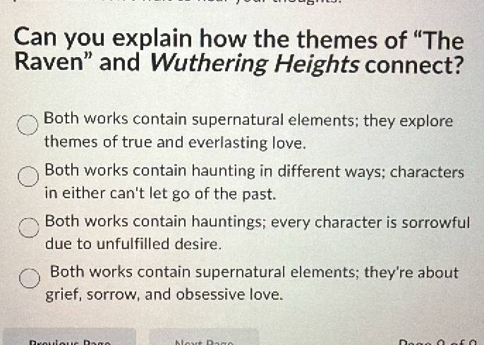 Explain Themes "The Raven" Wuthering Heights Connect? Works Contain ...