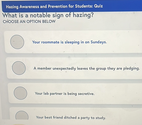 Hazing Awareness and Prevention for Students: Quiz What Is a Notable ...