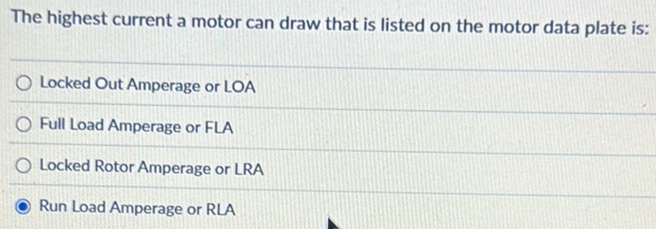 The Highest Current a Motor Can Draw That Is Listed on the Motor Data ...