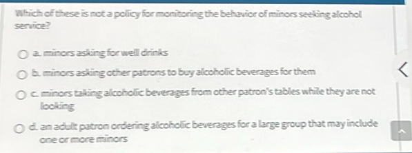 Which of These Is Not a Policy Formonitoring the Behavior of Minors ...
