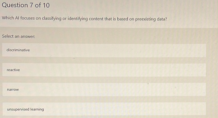 Question 7 of 10 Which Al Focuses on Classifying or Identifying Content ...