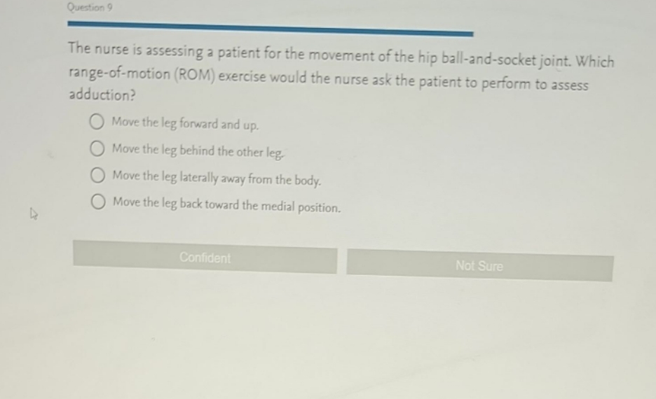 Question 9 The Nurse Is Assessing a Patient for the Movement of the Hip ...