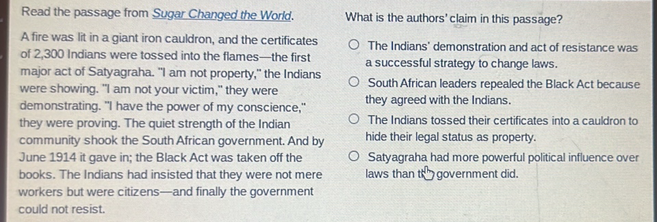 Read the Passage Sugar Changed the World! Fire Was Lit Giant Iron ...