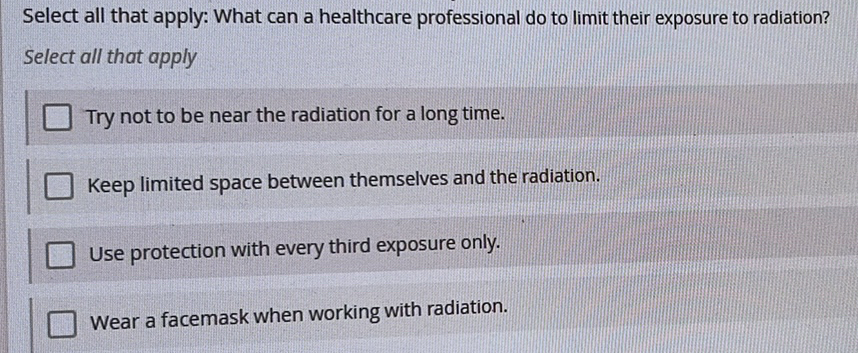 Select That Apply:What Healthcare Professional Do to Limit Their ...