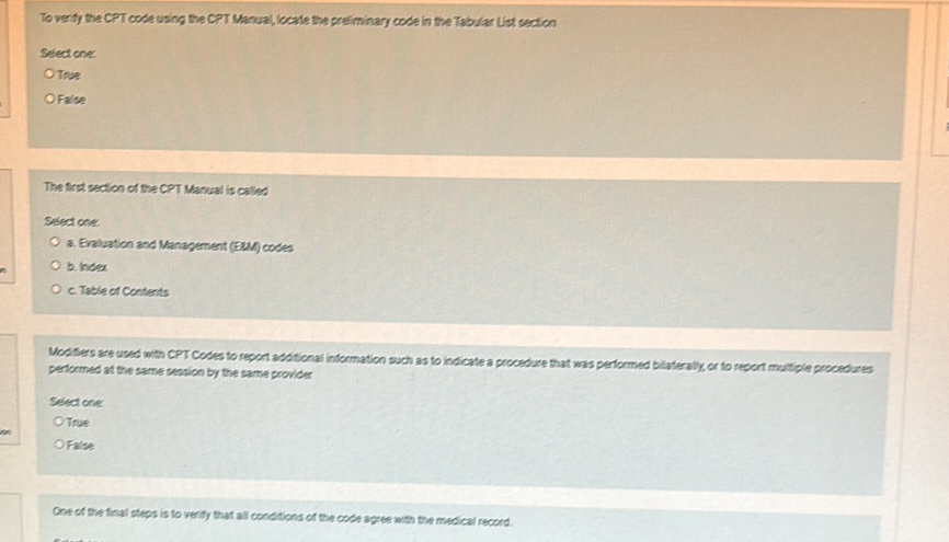 To Verity the CPT Code Using the CPT Manual, Bocate the Prelminary Cose in the Tabular List ...