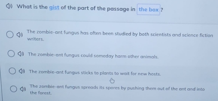 (J) What Is the Gist of the Part of the Passage in the Box? The Zombie ...