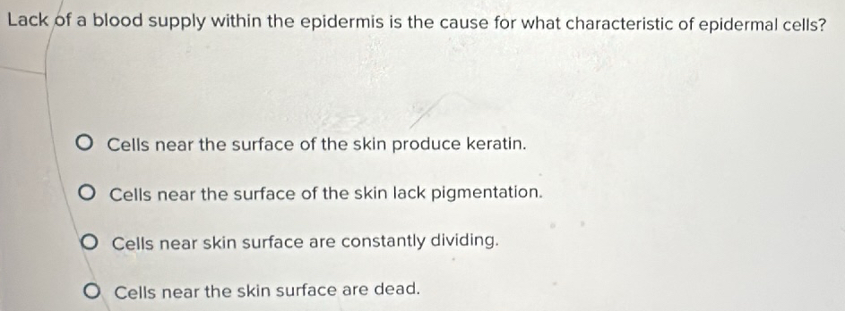 Lack Blood Supply Within Epidermis Cause What Characteristic Epidermal ...