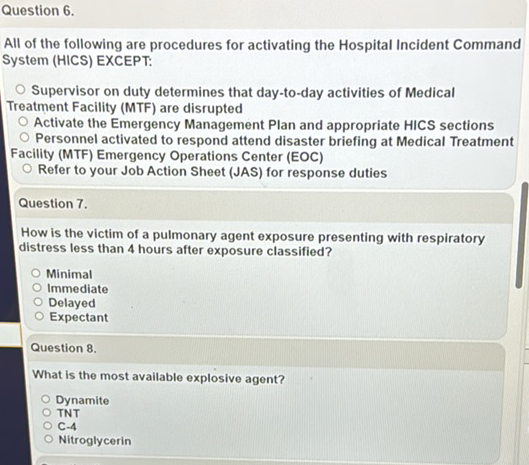 Question 6. All of the Following Are Procedures for Activating the ...