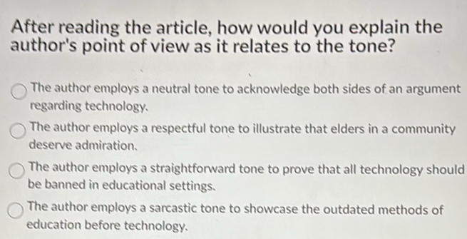 Reading Article, Would You Explain Author's Point View Relates Tone ...