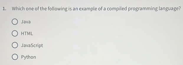 1. Which One of the Following Is an Example of a Compiled Programming ...