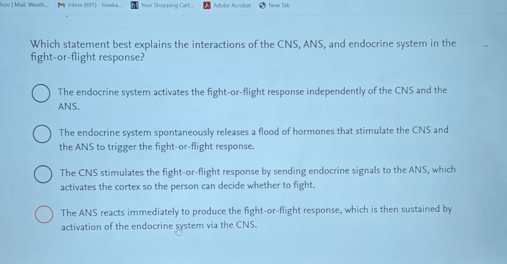 Which Statement Best Explains the Interactions of the CNS, ANS,and ...