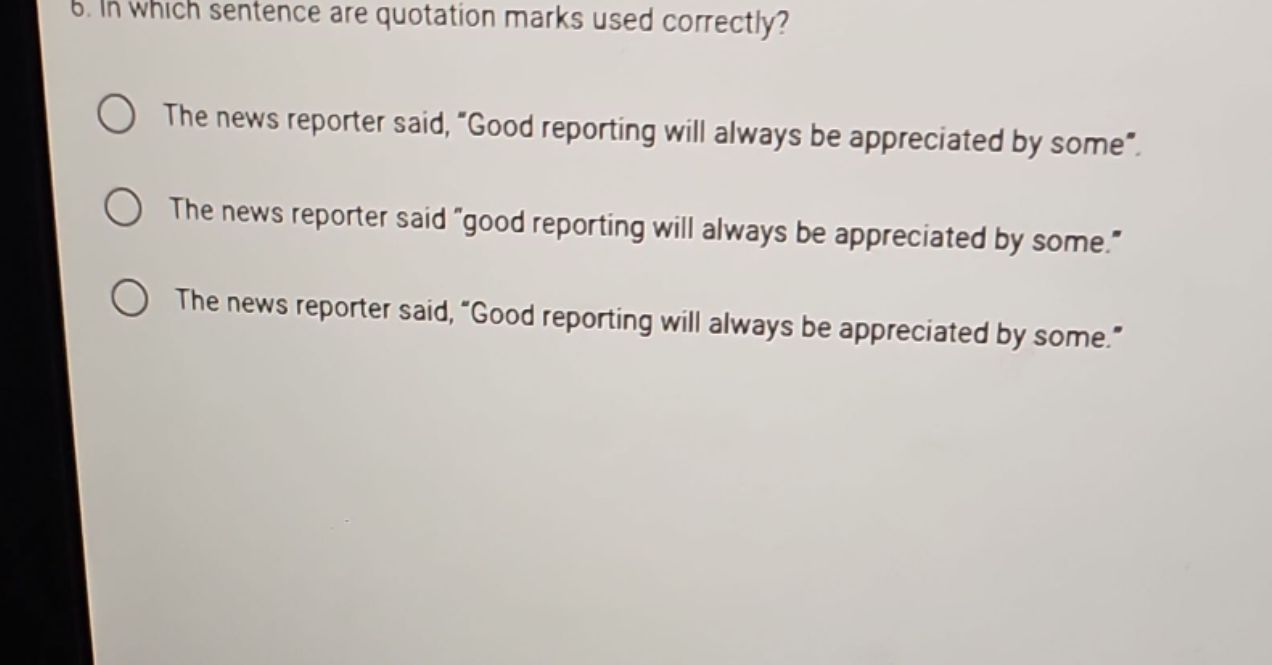 6. In Which Sentence Are Quotation Marks Used Correctly? The News ...