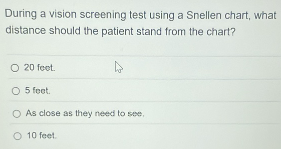 During a Vision Screening Test Using a Snellen Chart, What Distance ...