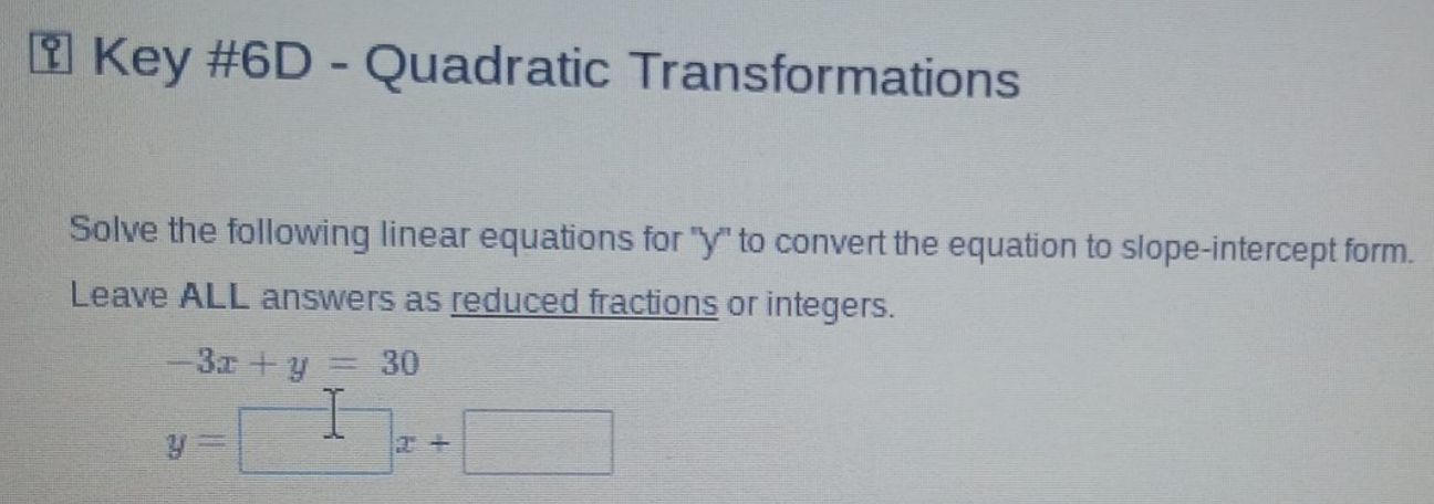 E] Key 6D - Quadratic Transformations Solve the Following Linear ...