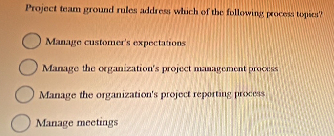 Project Team Ground Rules Address Which of the Following Process Topics ...