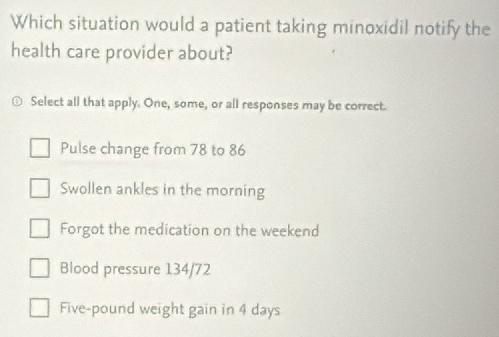 Which Situation Would Patient Taking Minoxidil Notify the Health Care ...