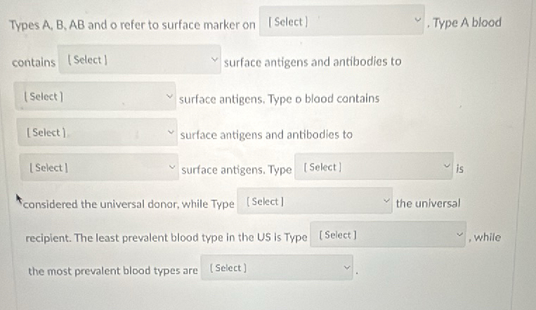 Types A, B, AB and O Refer to Surface Marker on Select] Square Surface ...