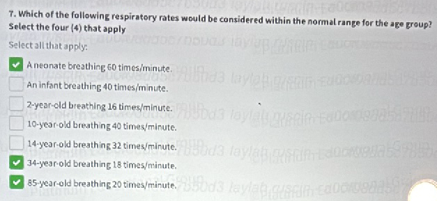 7. Which of the Following Respiratory Rates Would Considered Within the ...