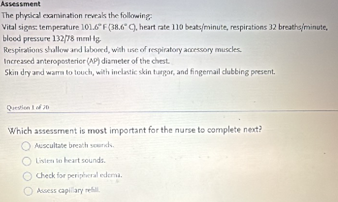 Assessment The Physical Examination Reveals the Following: Vital Signs ...