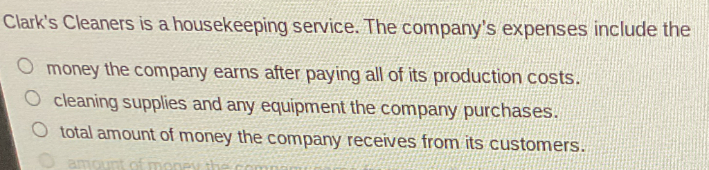 Clark's Cleaners Housekeeping Service.The Company's Expenses Include ...