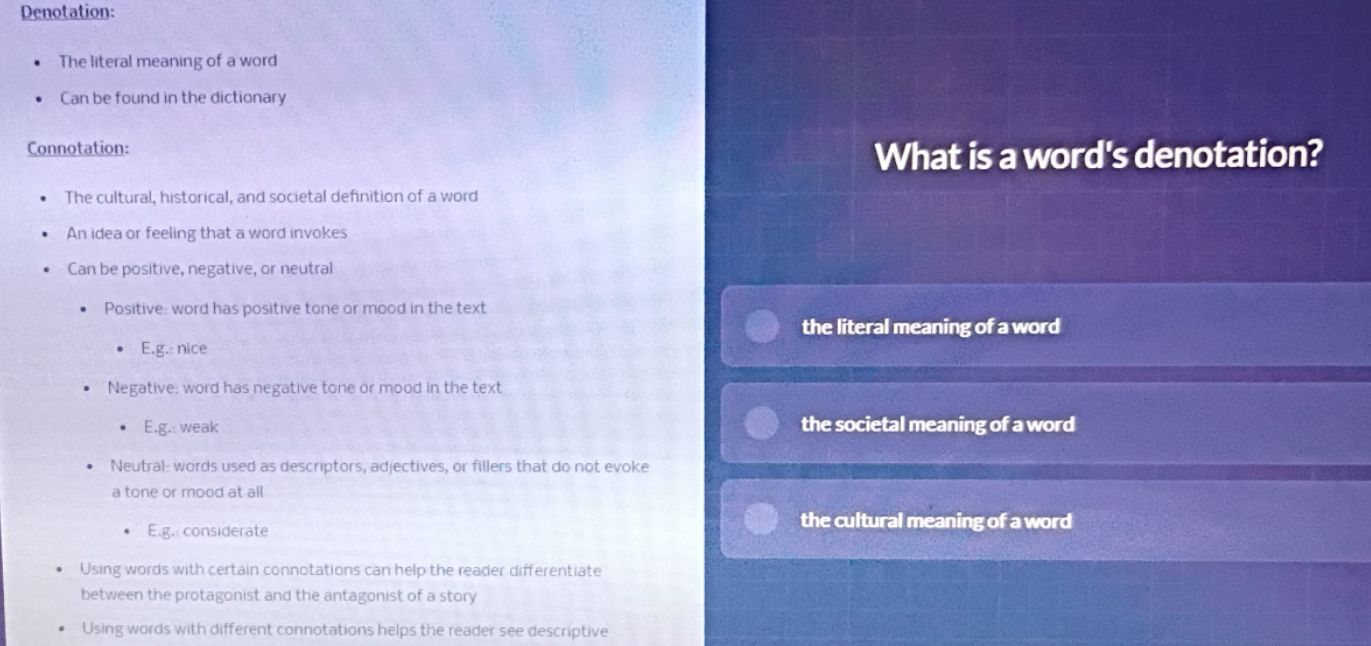 Denotation: The Literal Meaning of a Word - Can Be Found in the ...